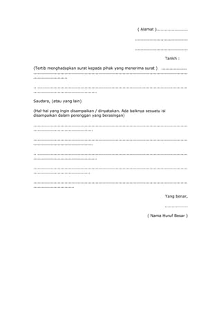 Karangan jenis surat tidak rasmi | DOC