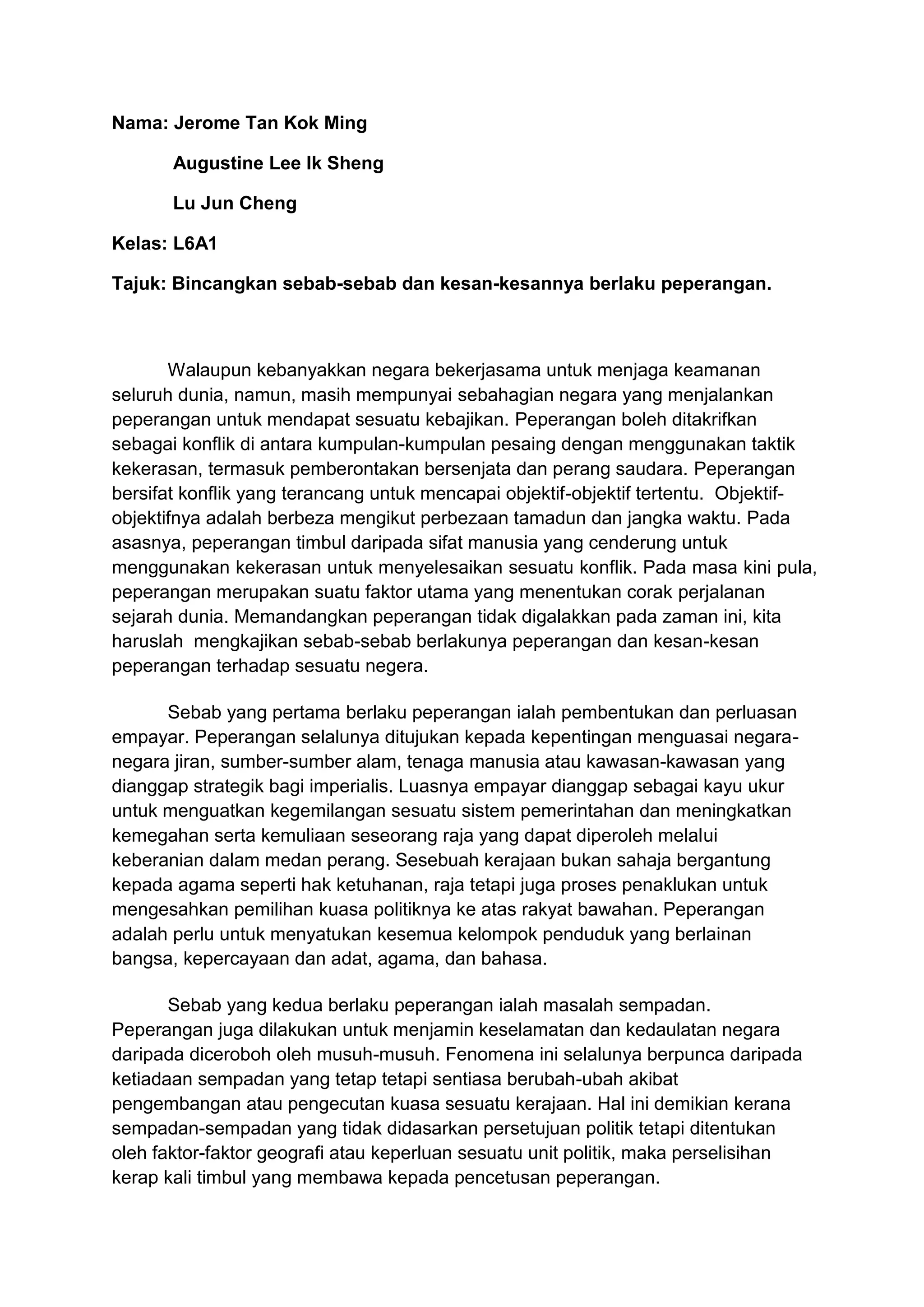 Karangan peperangan | DOCX