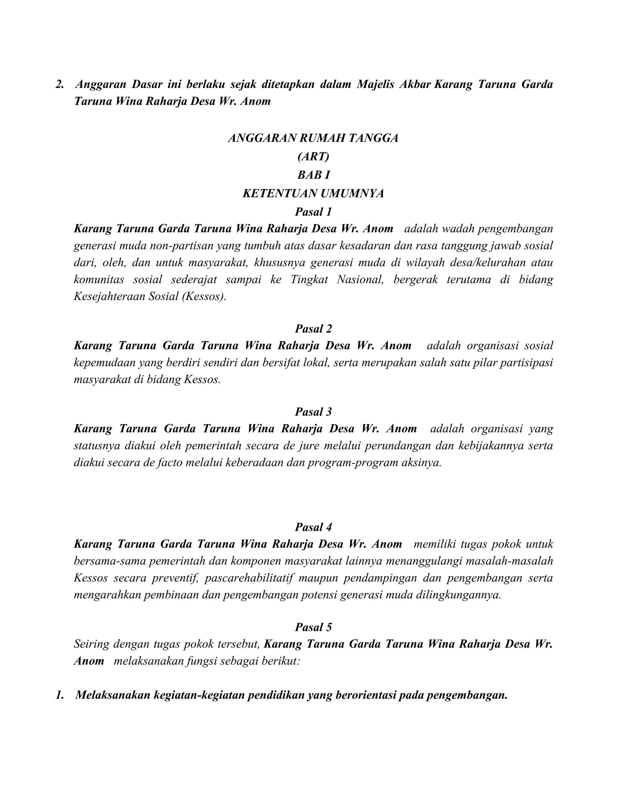 Karang taruna garda taruna wina raharja | PDF