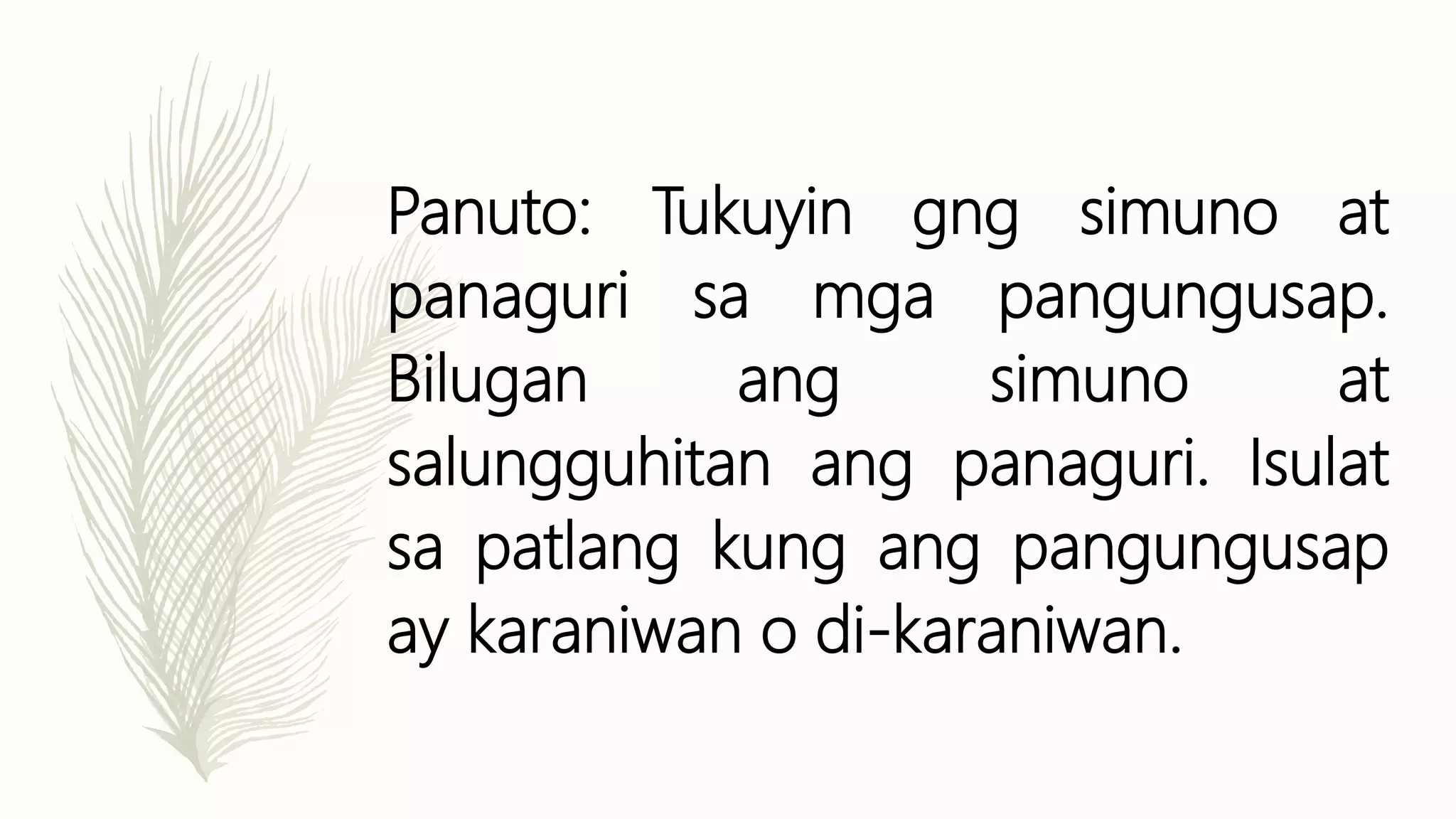 Karaniwan at di karaniwang pangungusap | PPTX