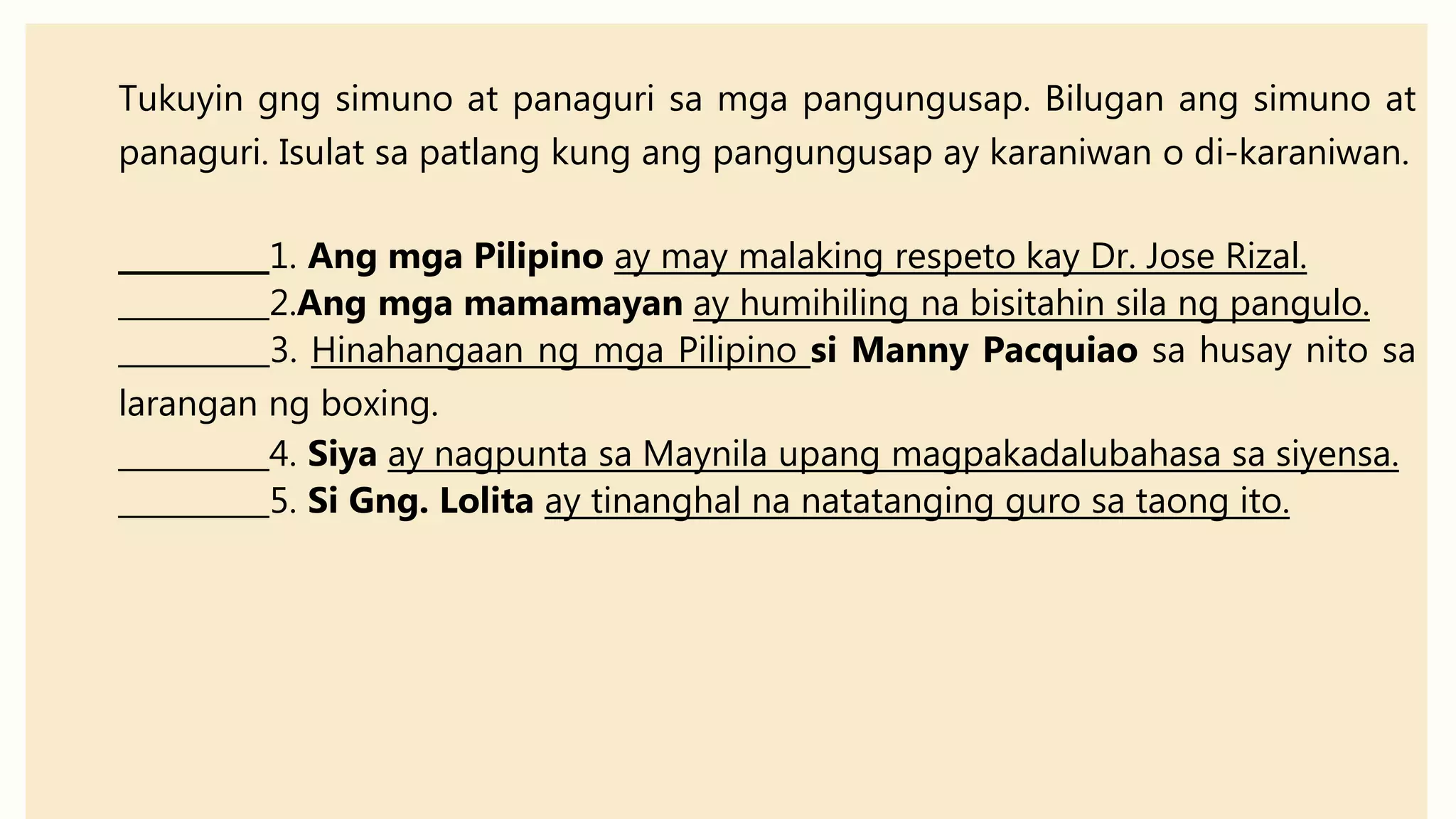 Karaniwan at di karaniwang pangungusap | PPTX