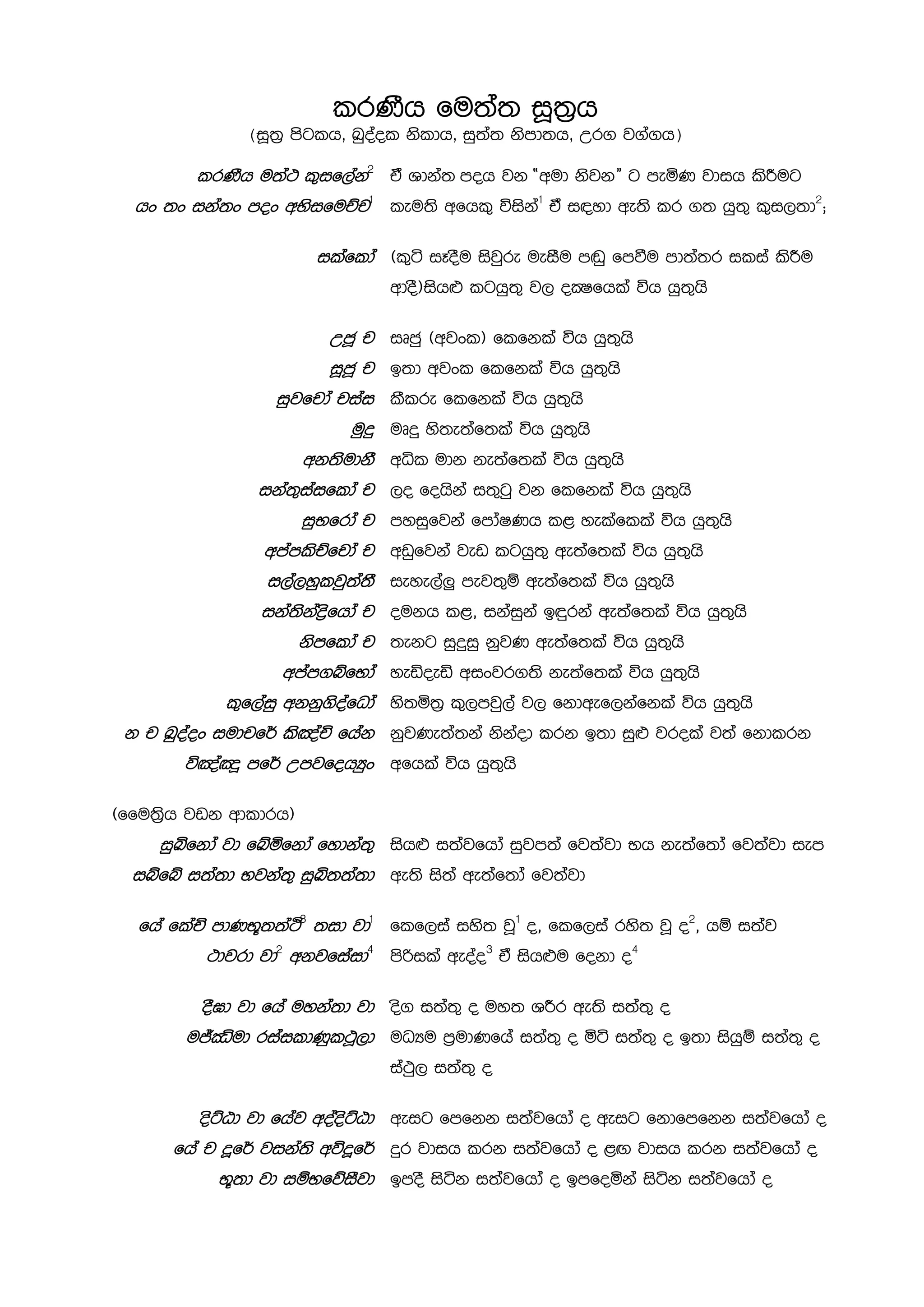 Karaniya Meththa Suthraya | PDF