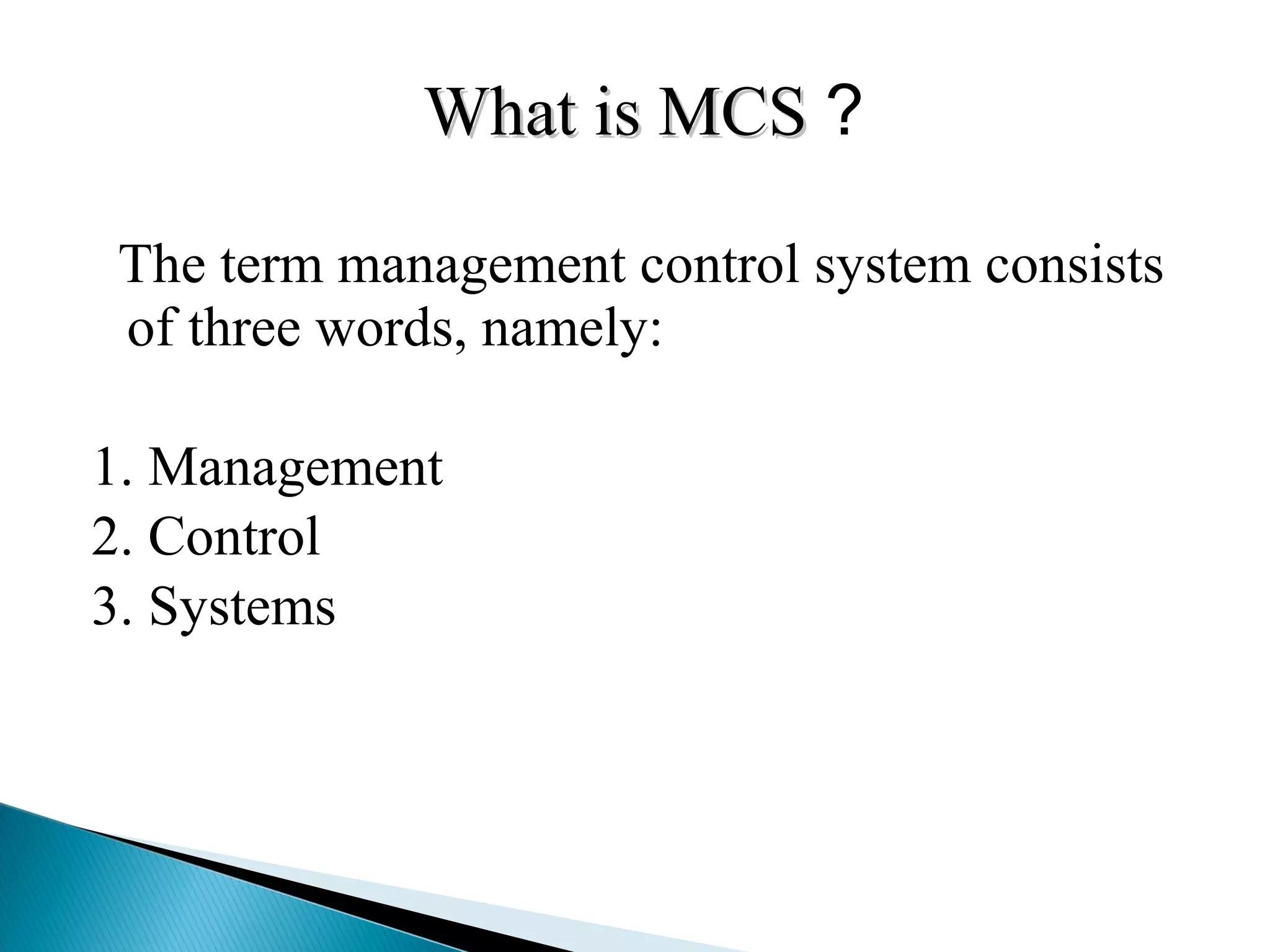 Management Control System | PPT