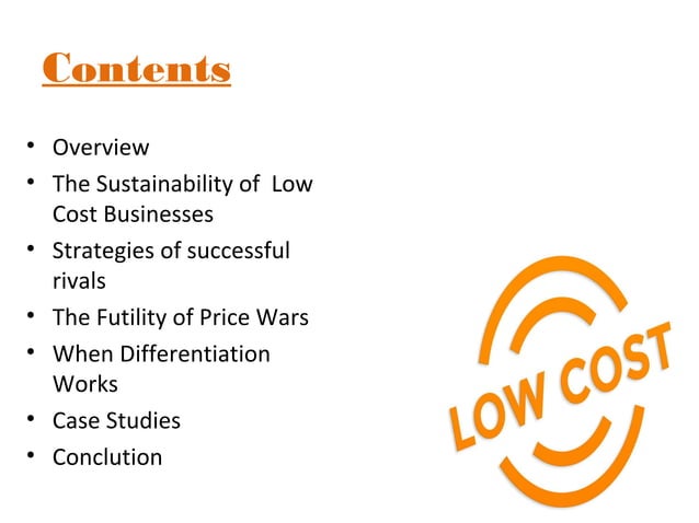 Strategies to fight low cost rivals | PPT