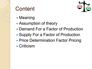 Modern Theory of factor pricing | PPTX