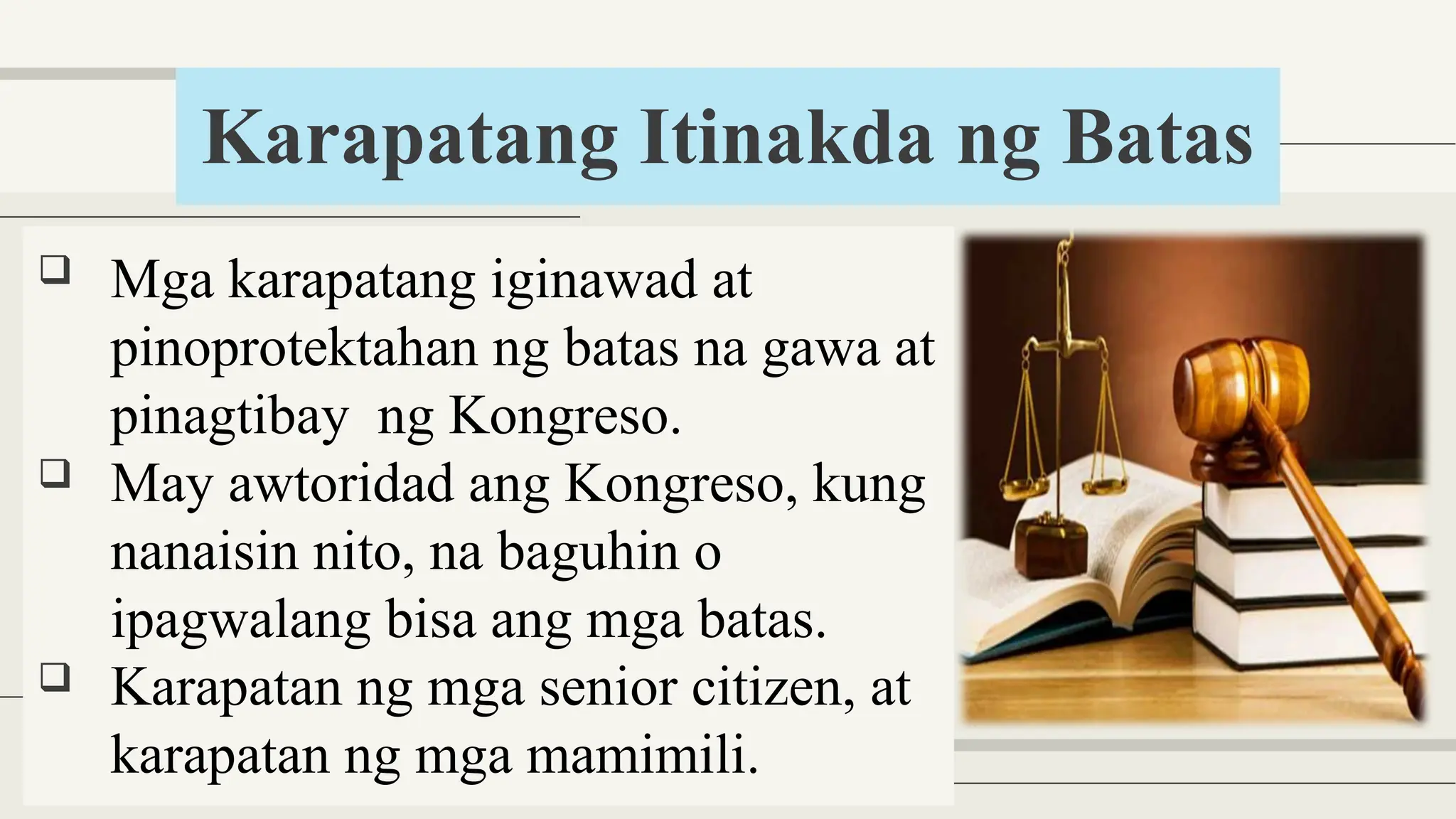 Karapatan ng Mamamayang Pilipino powerpoint presentation | PPTX