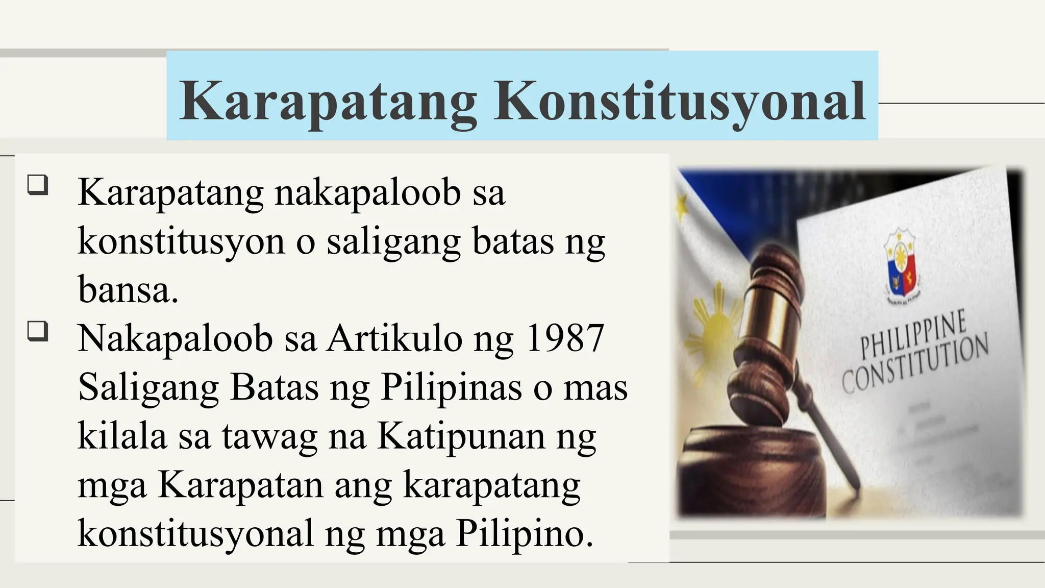 Karapatan ng Mamamayang Pilipino powerpoint presentation | PPTX