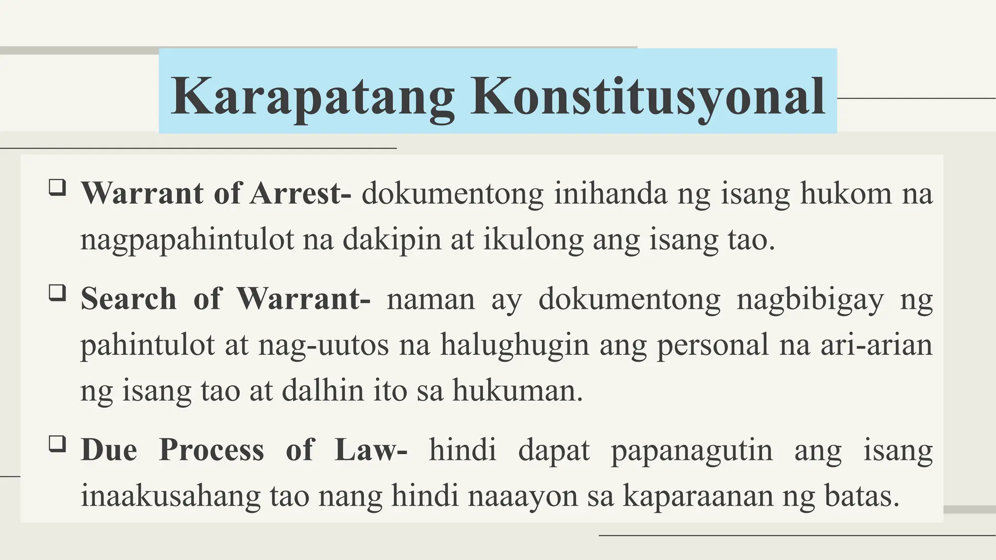 Karapatan ng Mamamayang Pilipino powerpoint presentation | PPTX