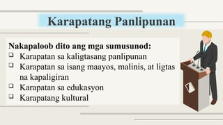 Karapatan ng Mamamayang Pilipino powerpoint presentation | PPTX