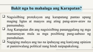 Karapatan ng Mamamayang Pilipino powerpoint presentation | PPTX