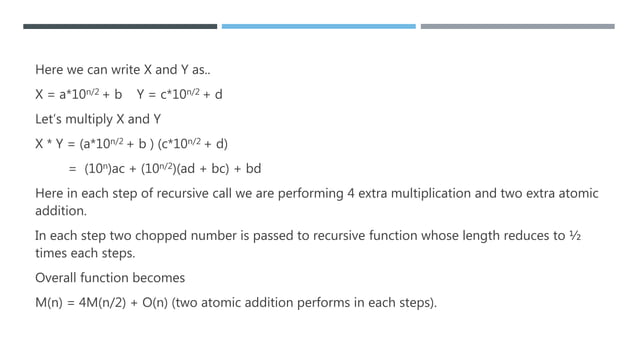 Karatsuba algorithm for fast mltiplication | PPTX | Technology & Computing