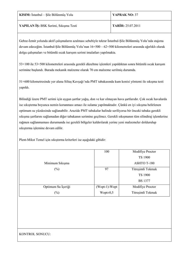 Karayolu Staj Defteri - Yusuf YILDIZ | PDF