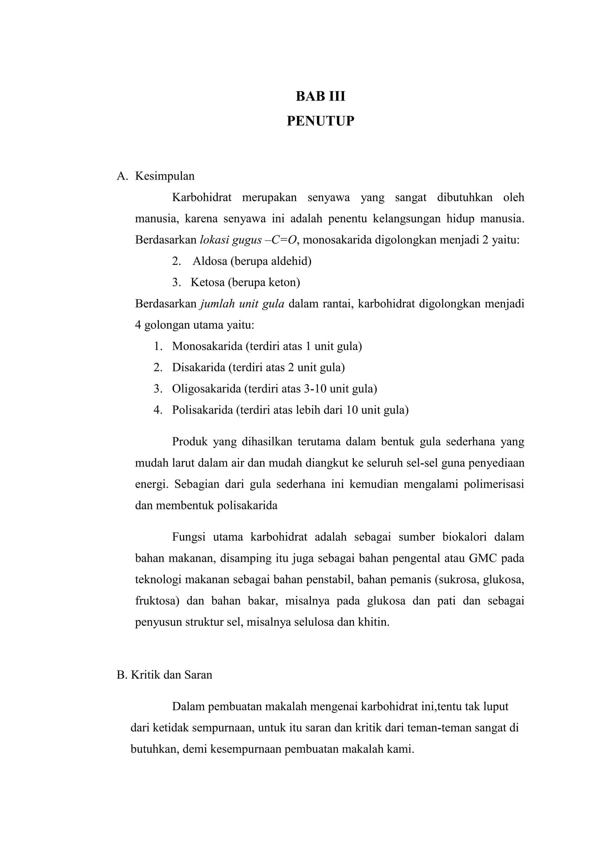 Makalah Karbohidrat | DOCX