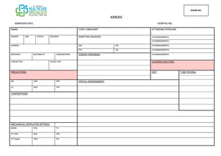 kardex needed for admission and list of information for patient | DOCX