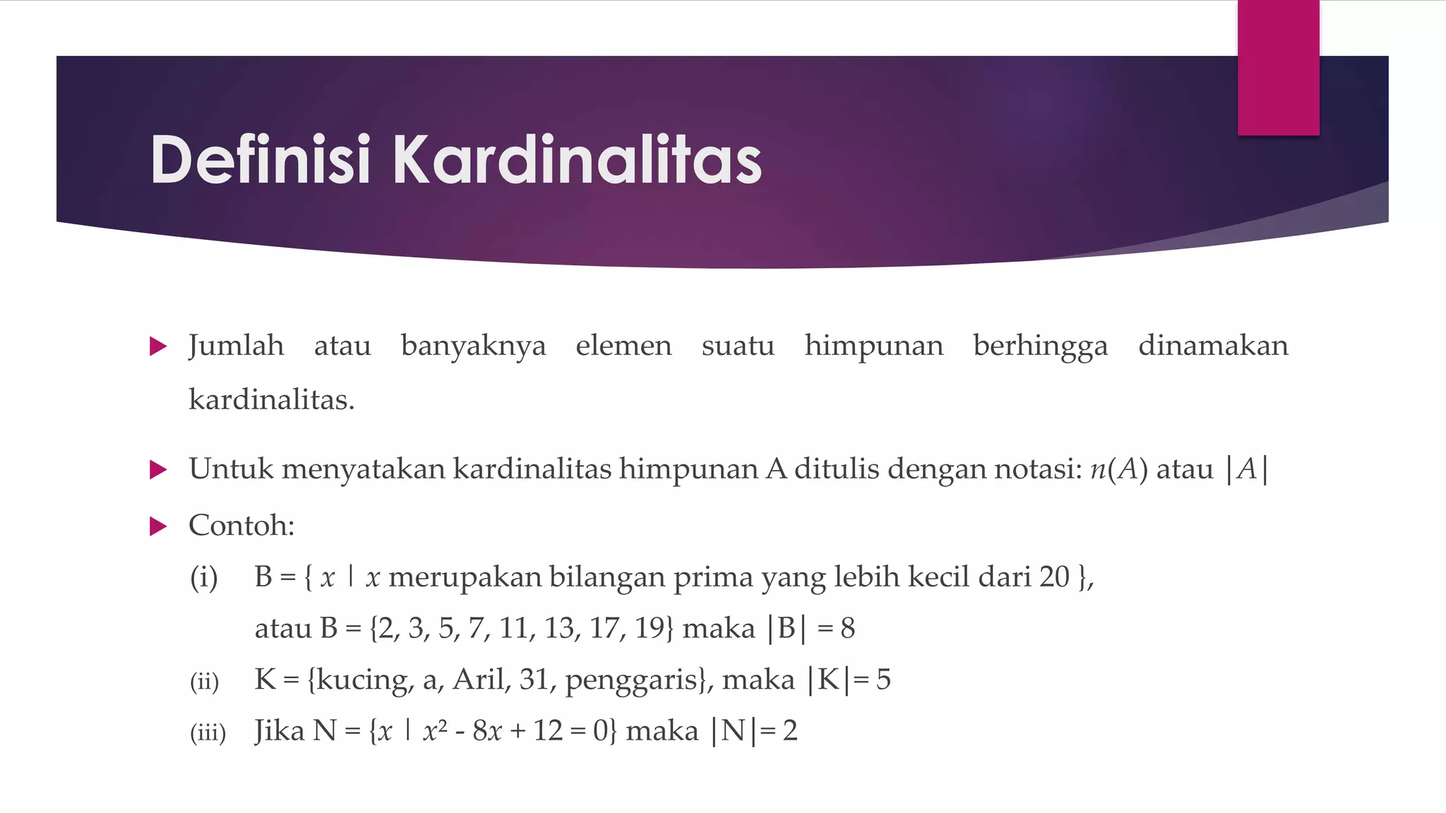 Kardinalitas dan Operasi Dua Himpunan | PDF