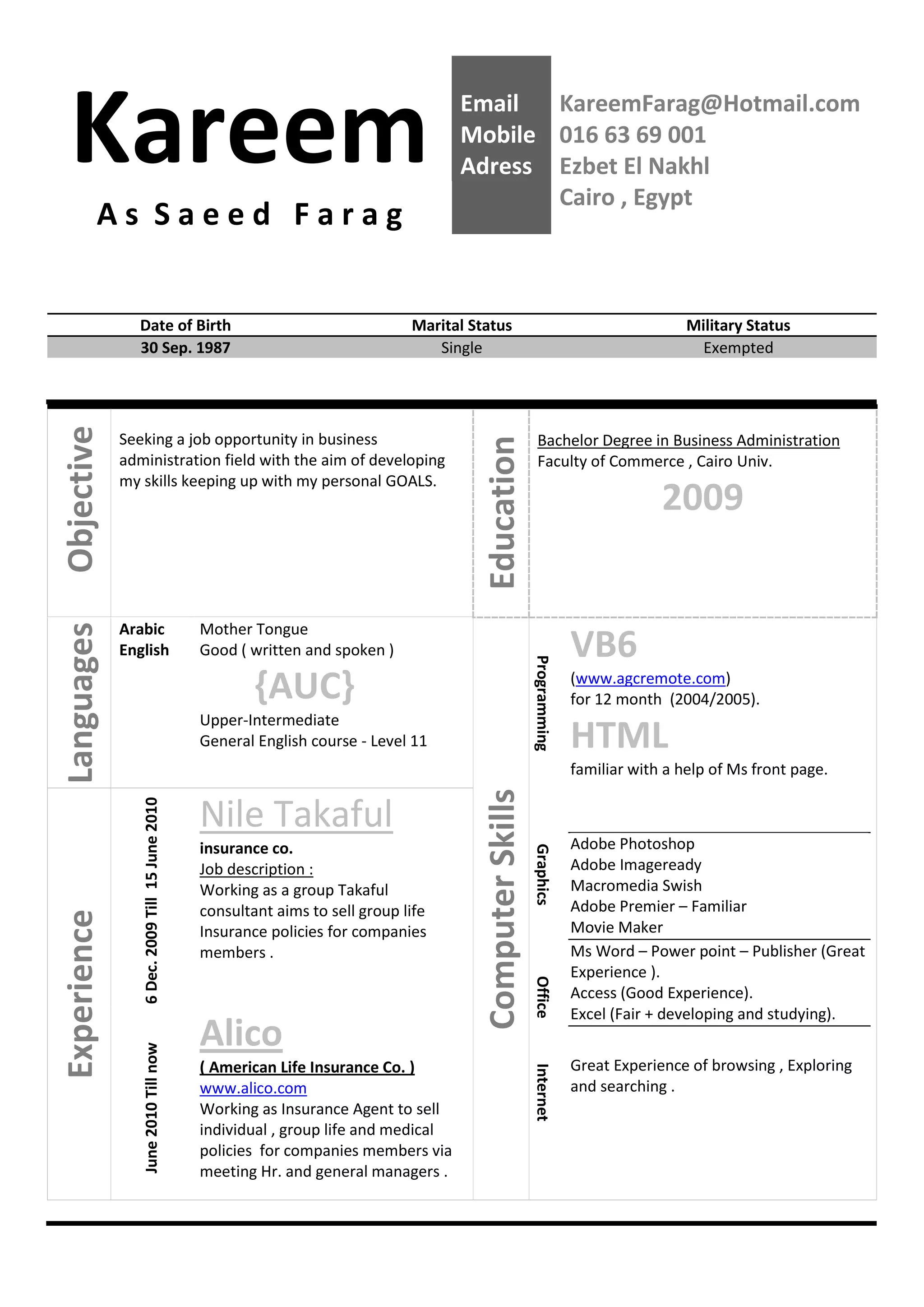 Kareem farag resume | PDF | Business | Business and Finance