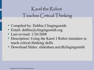 Karel the Robot Teaches Critical Thinking | PDF | Programming Languages | Computing