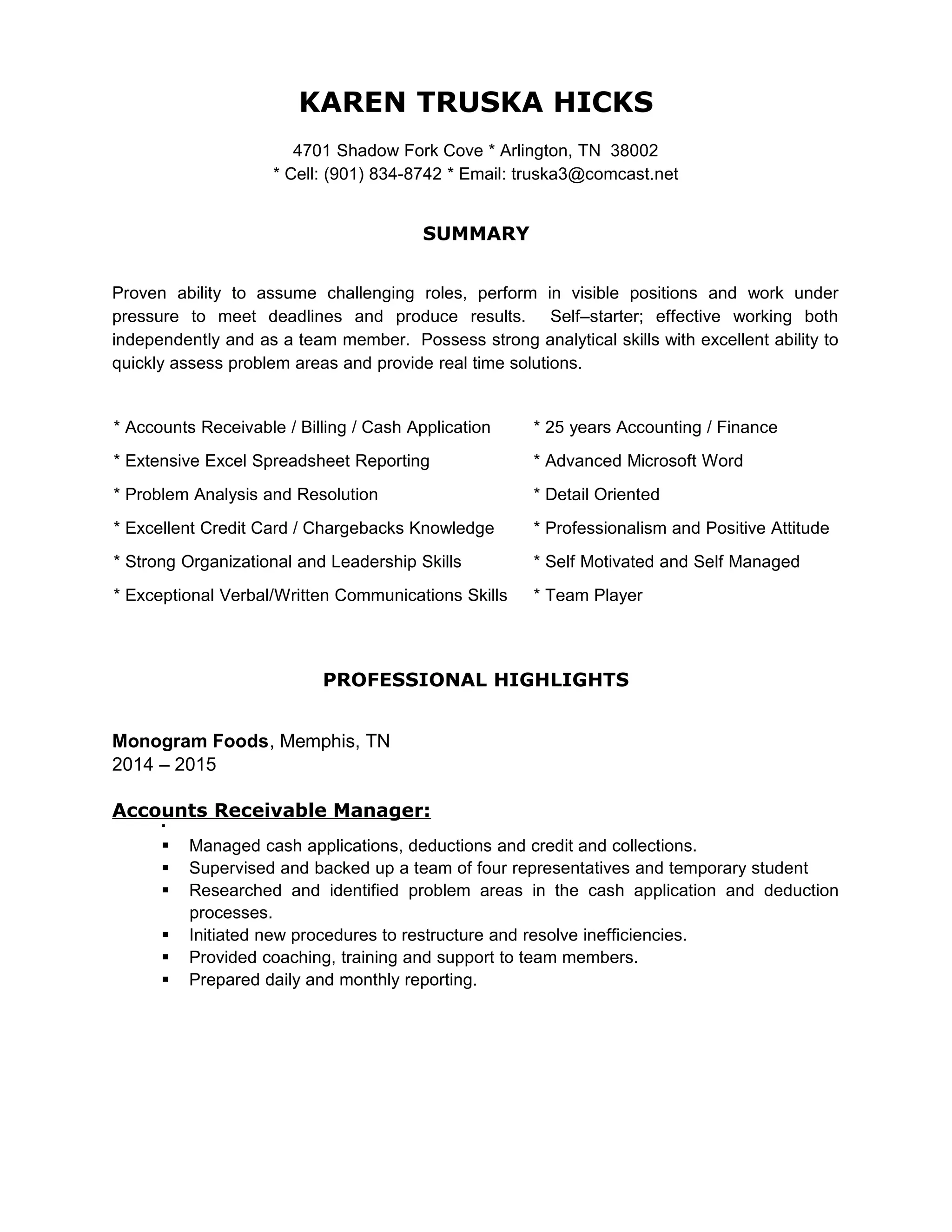 Karen Hicks Resume 2016 | DOC