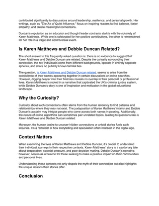 Karen Matthews and Debbie Duncan: Are They Related? | DOCX
