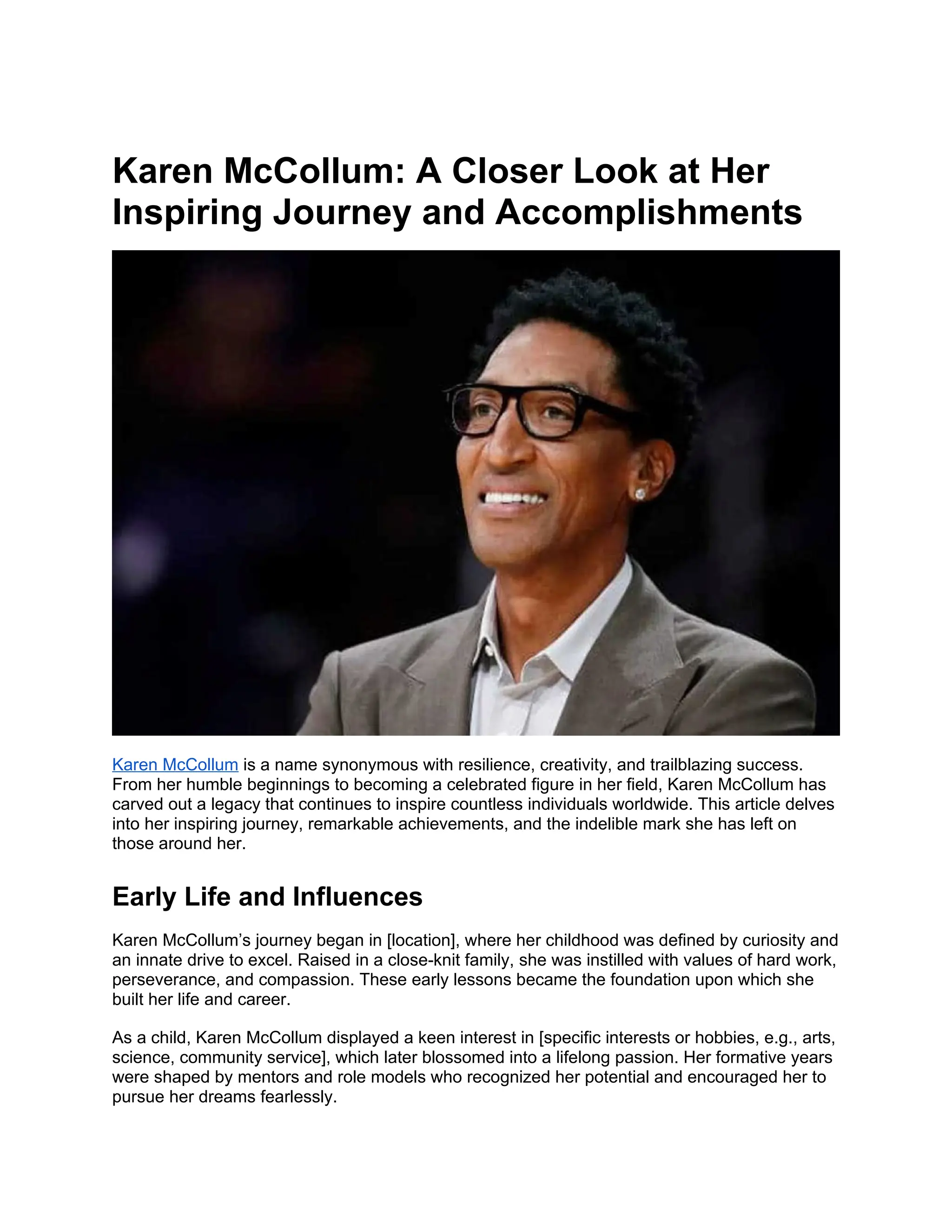 Karen McCollum: A Closer Look at Her Inspiring Journey and ...