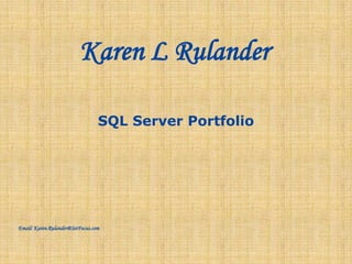 SQL Portfolio | PPSX | Databases | Computer Software and Applications