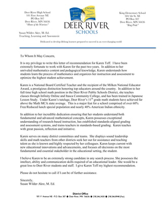 Karen teff, letter of rec | PDF