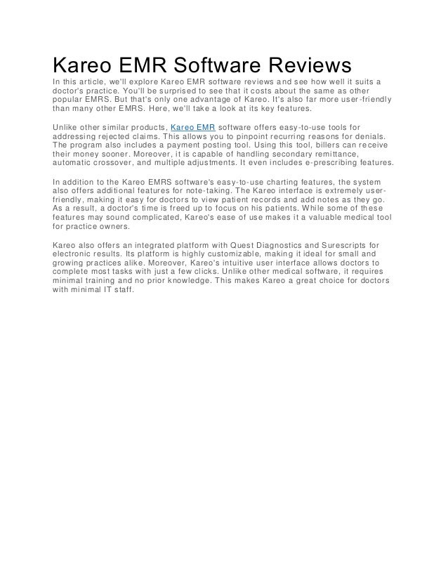 Kareo Emr Software Reviewspdf 