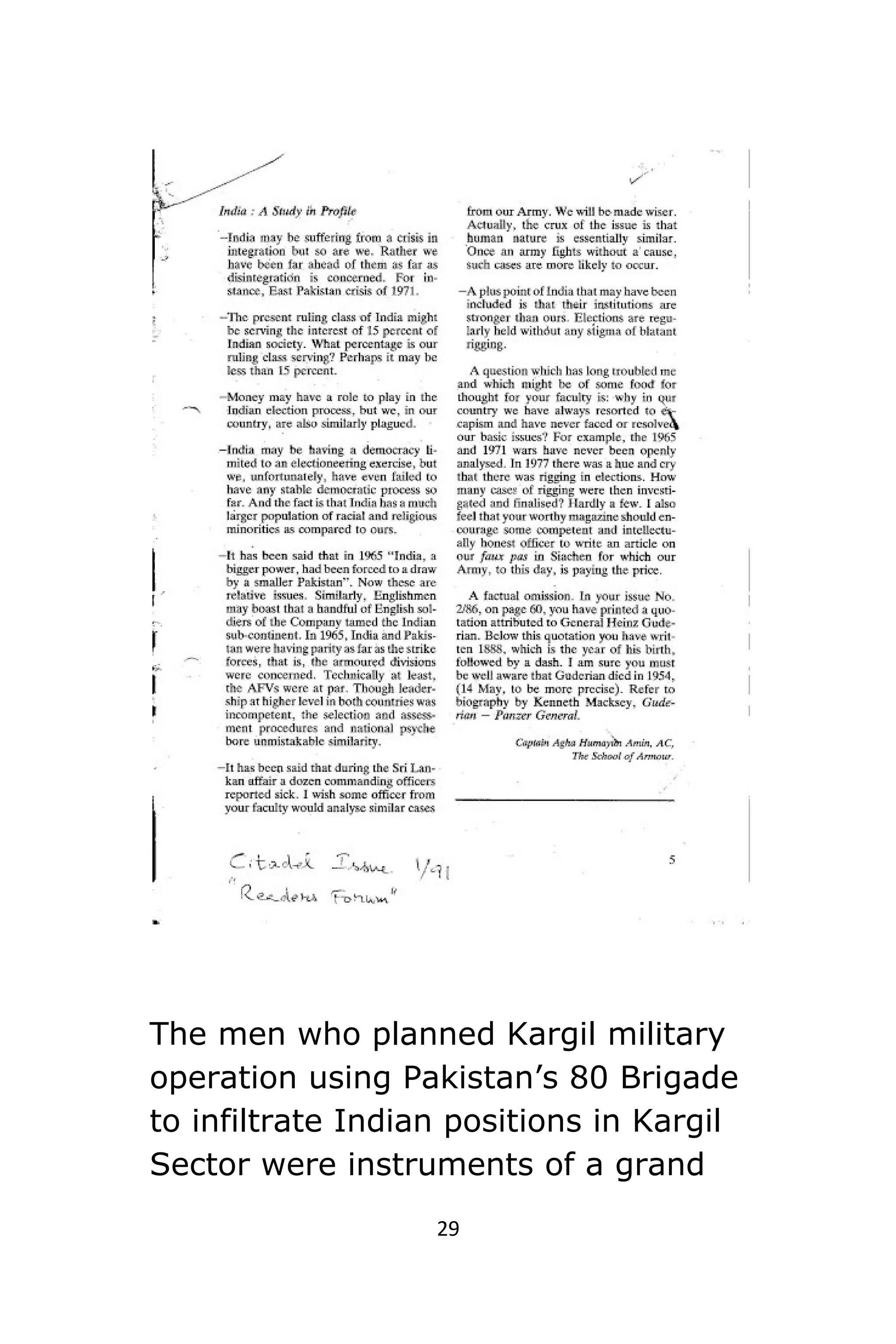 PAKISTAN ARMYS KARGIL BATTLE AND NASEEM ZEHRAS BOOK | PDF