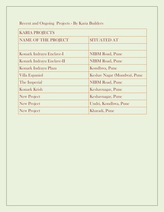 Karia builder pune | DOCX