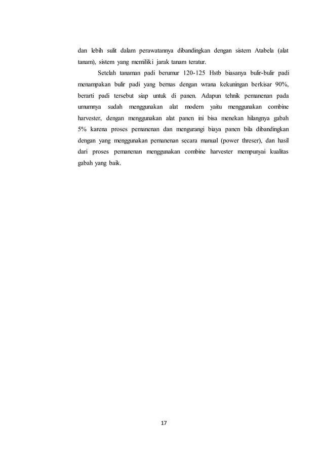 KARYA ILMIA BUDIDAYA PADI (Oryza sativa) TANAM BENIH LANGSUNG ( TABELA ) DI DESA GALIH SARI | PDF