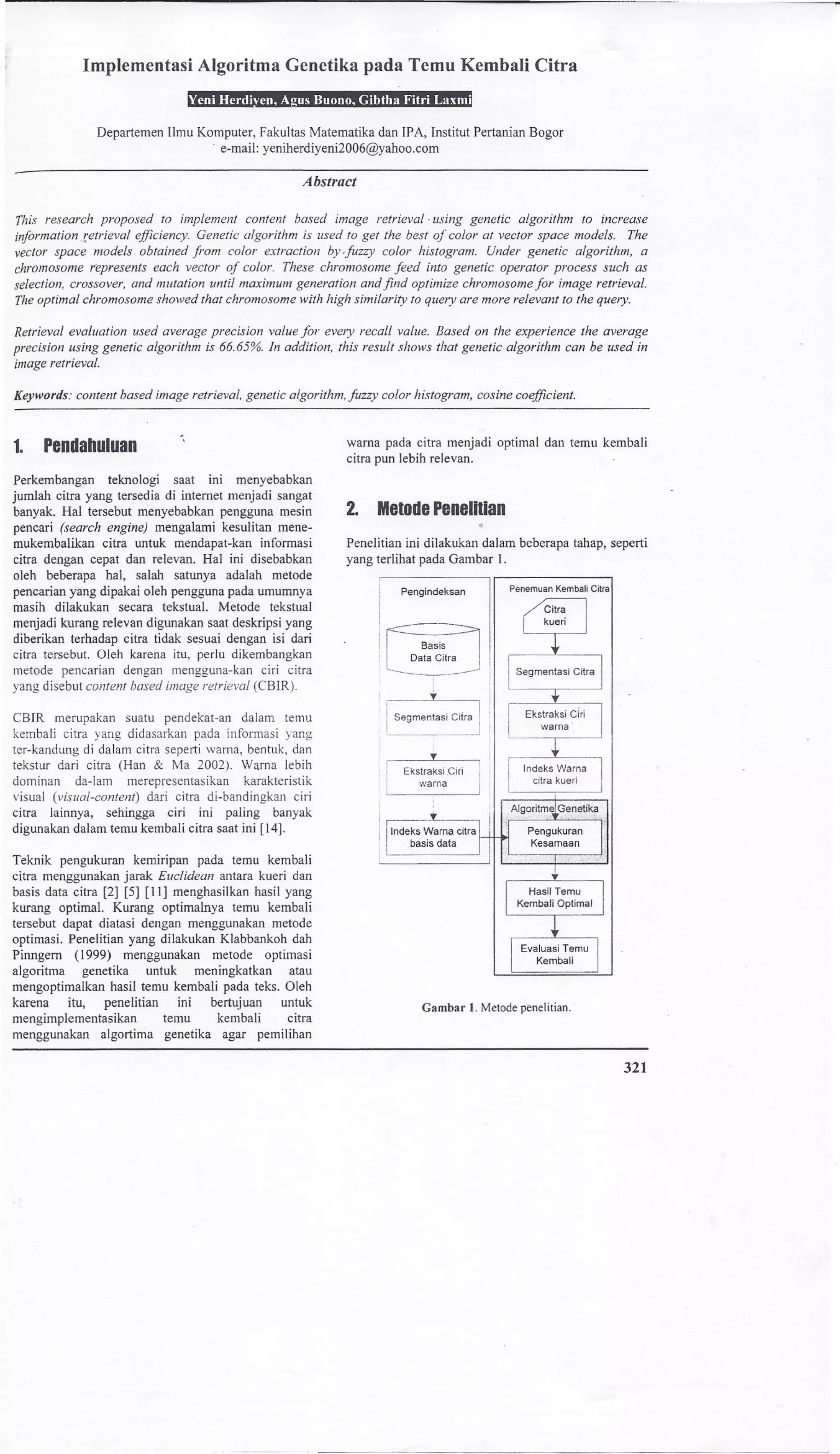 Implementasi Algoritma Genetika pada Temu Kembali Citra | PDF