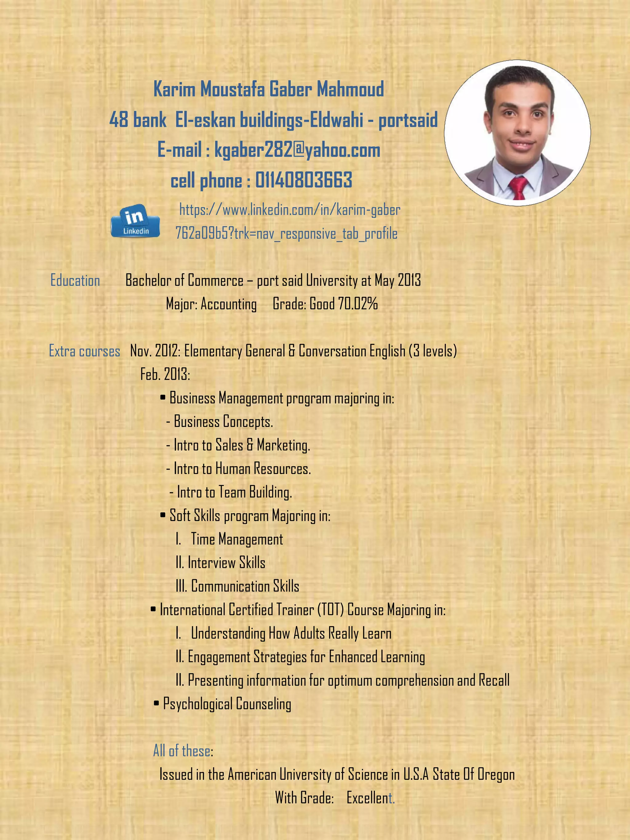 Karim.gaber.c.v | PDF | Business Administration | Business