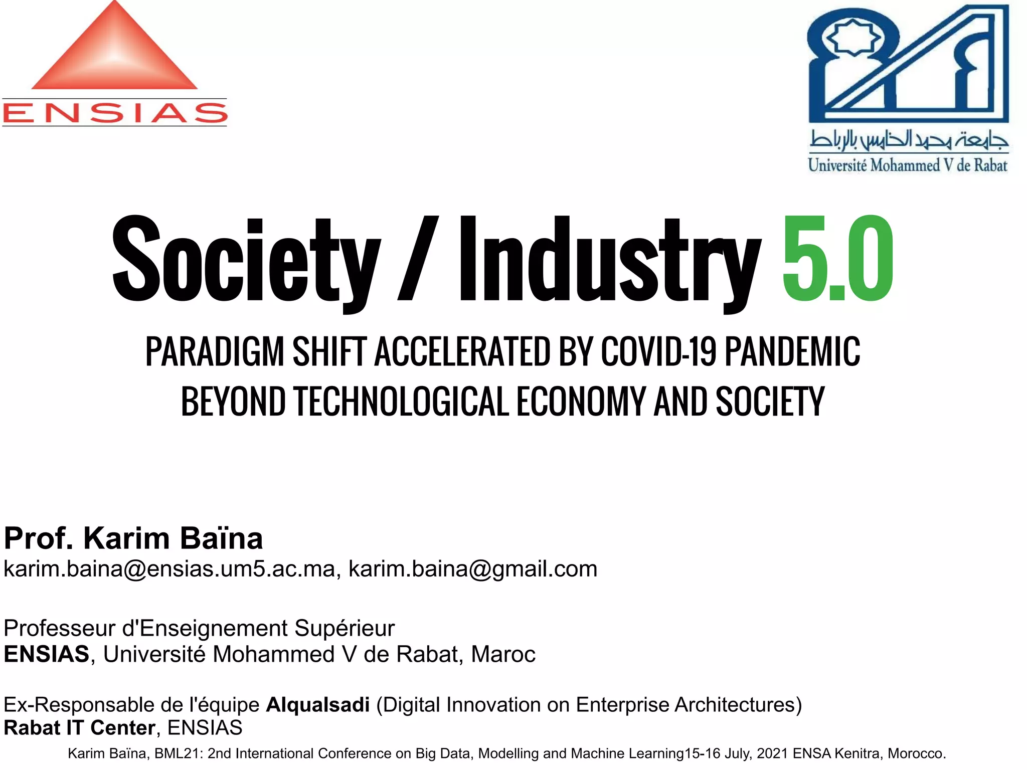 Karim Baina Society 5.0/Industry5.0 15072021 | PDF