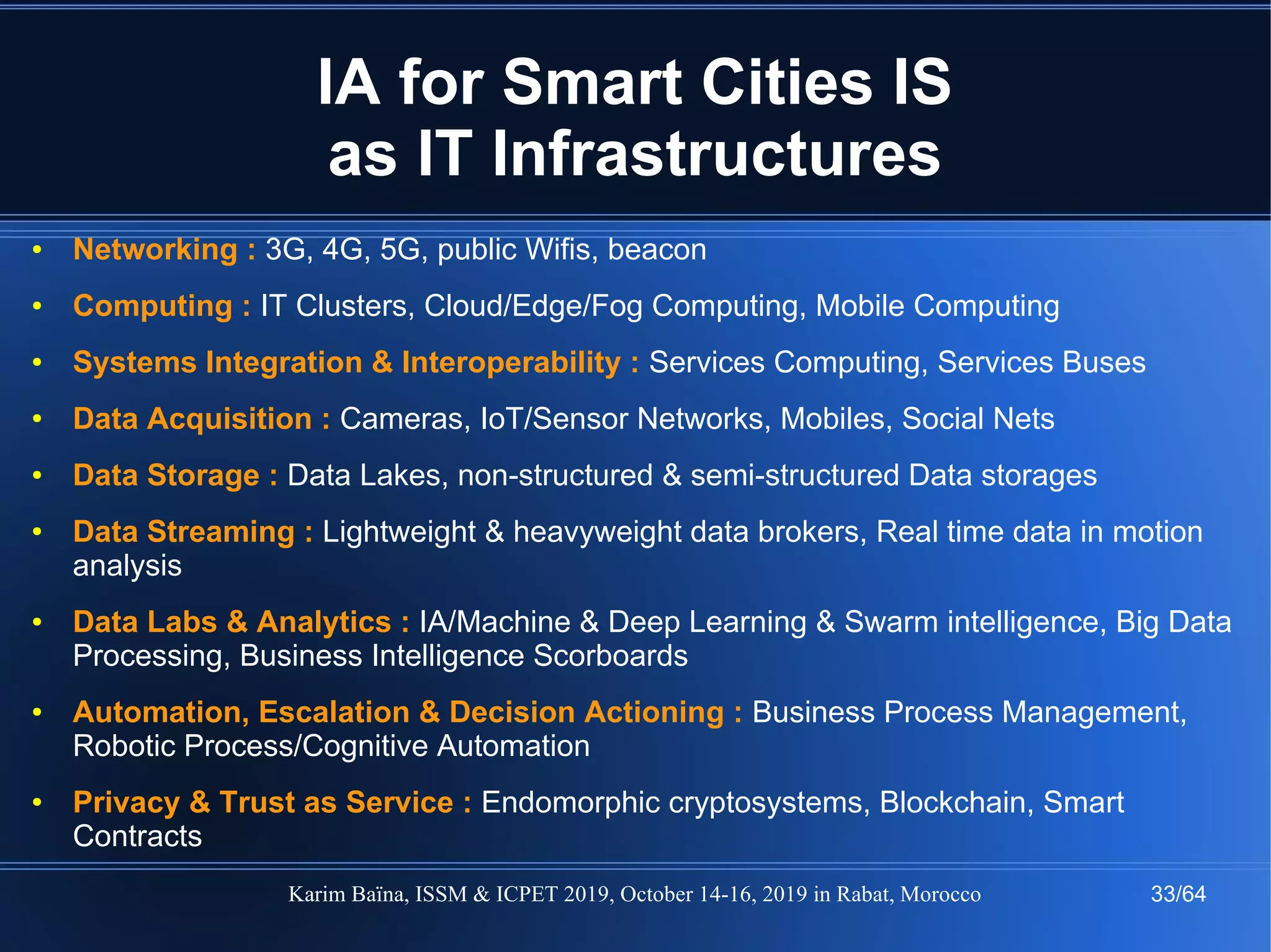 Karim Baina AI For Smart Cities Information Systems ISSM2019 | PPT