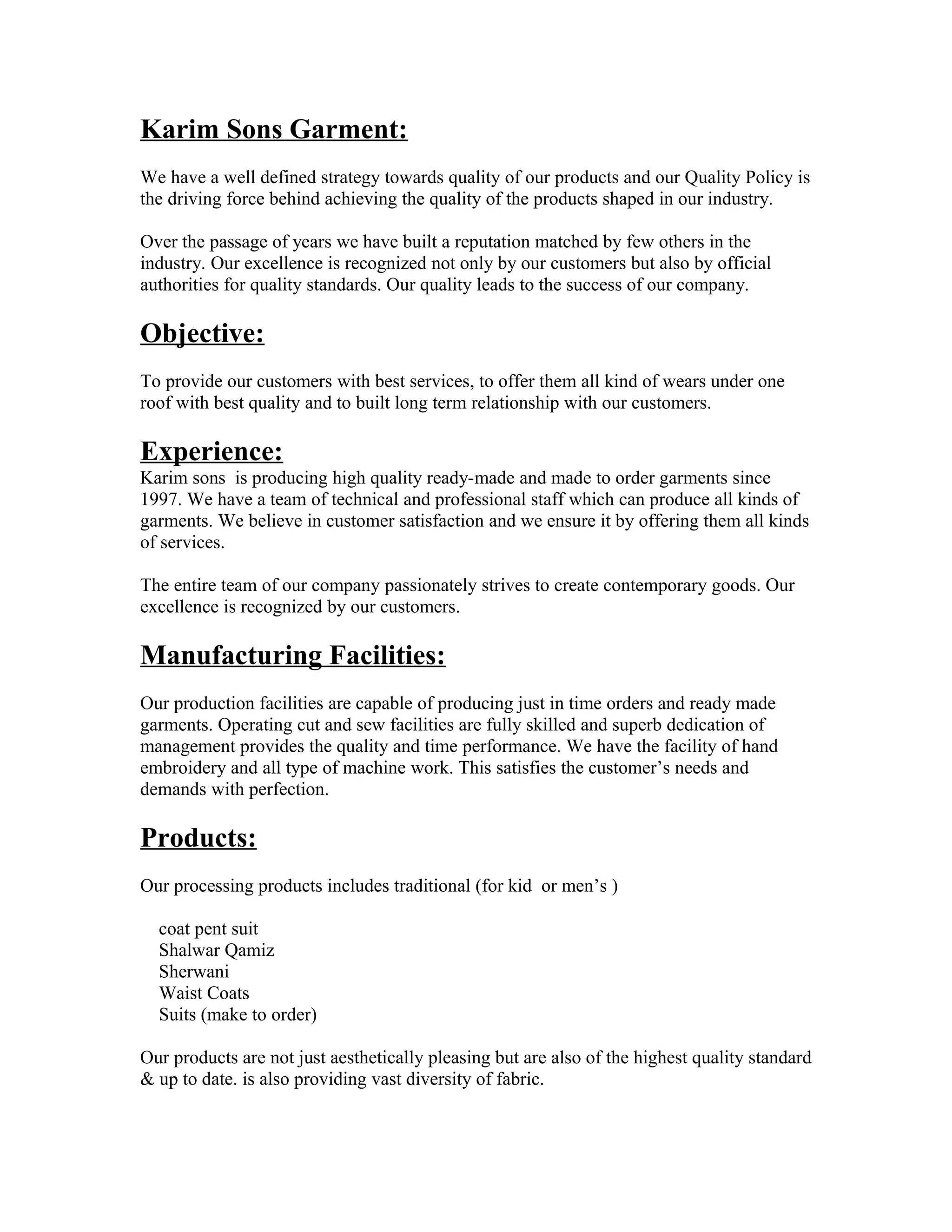 Karim sons garment | PDF