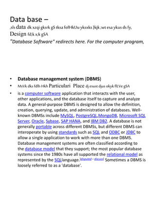 CONCEPT OF DBMS | PPTX | Databases | Computer Software and Applications