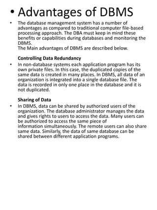 CONCEPT OF DBMS | PPTX | Databases | Computer Software and Applications