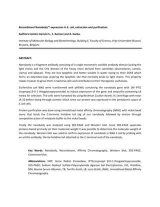 Kariuki group nanobody expression artical | PDF