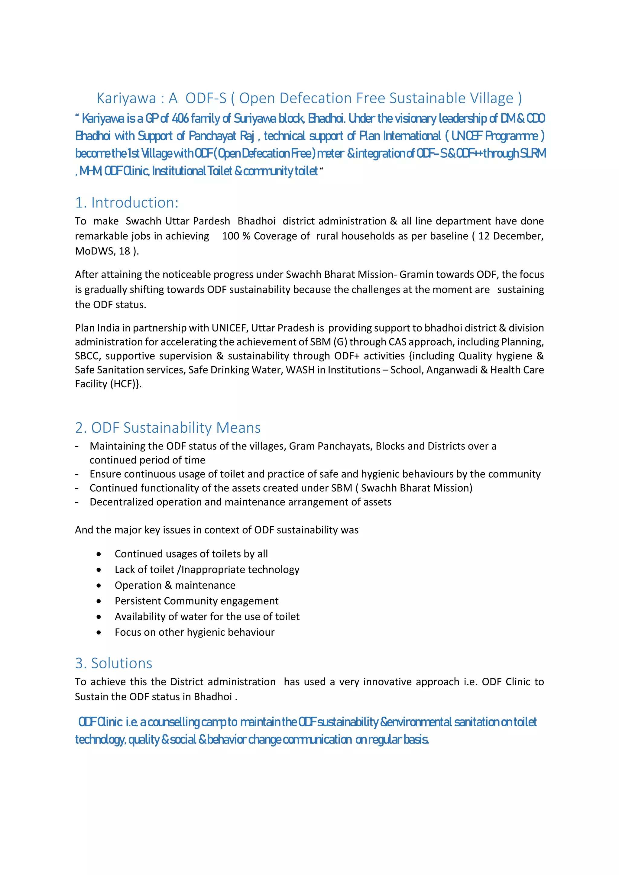 Kariyawa a odf s ( open defecation free sustainable village ) | PDF