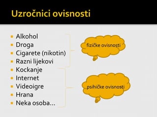 vrste ovisnosti prezentacija o ovisnostima | PDF
