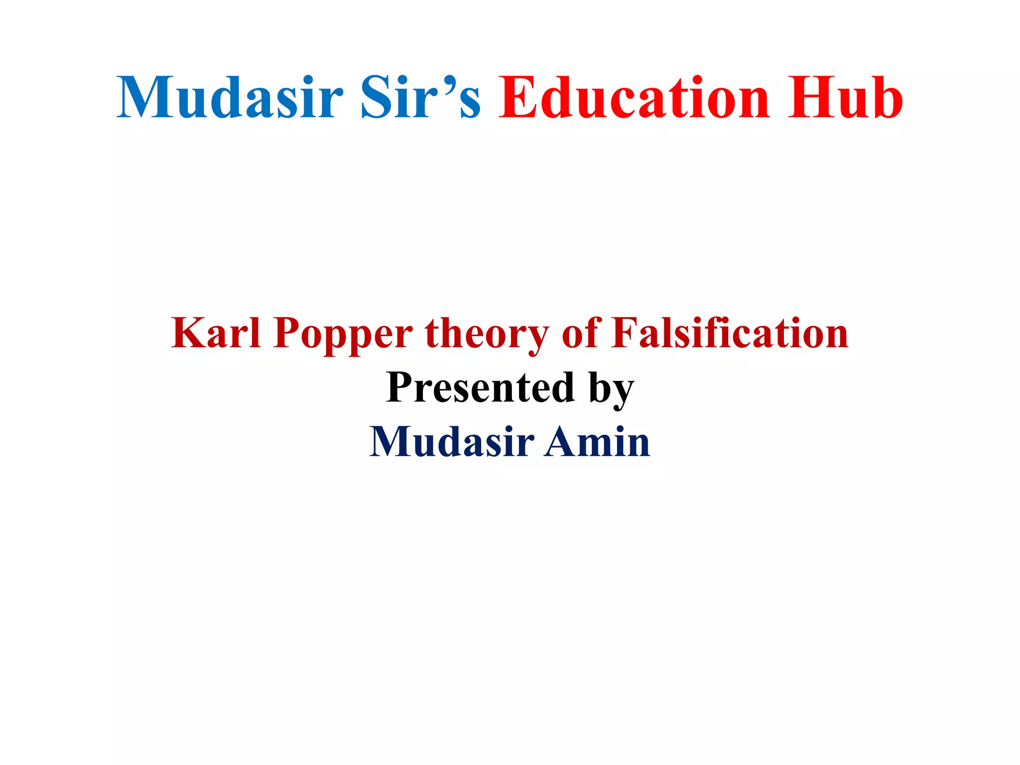 Karl Popper's Theory of Falsification | PDF