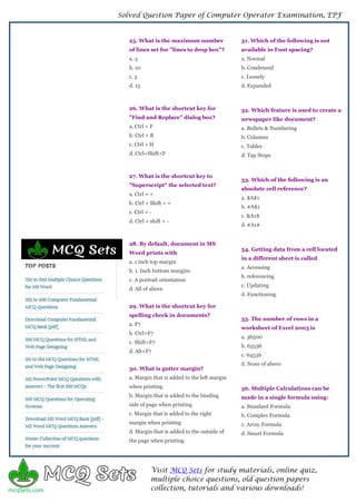 Solved Question Paper of Computer Operator Examination Conducted by EPF ...