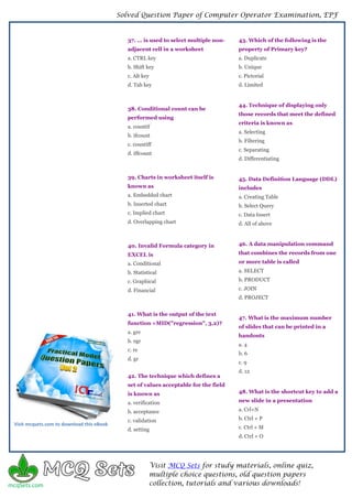 Solved Question Paper of Computer Operator Examination Conducted by EPF ...