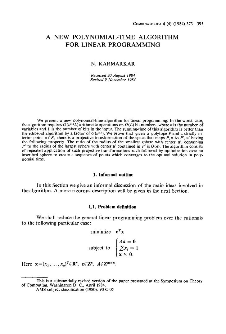 A New Polynomial Time Algorithm For Linear Programming