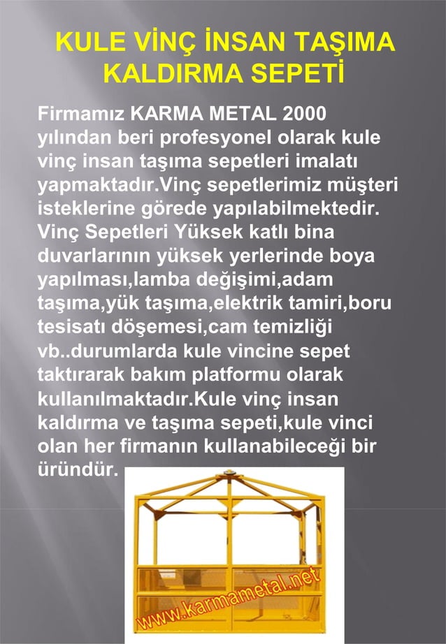 Karma metal -insan tasima kaldirma bakim sepeti kule vinc ve forklift sepetleri | PDF