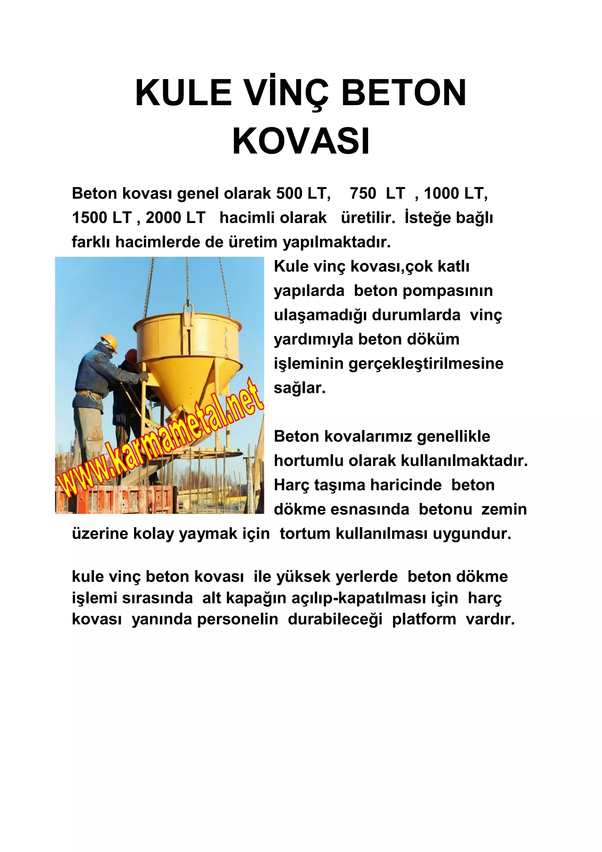 Karma metal kule vinc forklift insan tasima sepeti beton kovasi galvaniz kaplama metal kasa | PDF