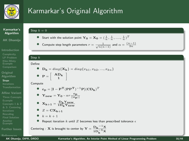 Karmarkars Algorithm For Linear Programming Problem Ppt