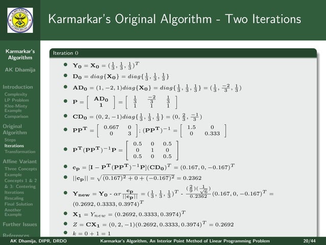 Karmarkar's Algorithm For Linear Programming Problem | PDF