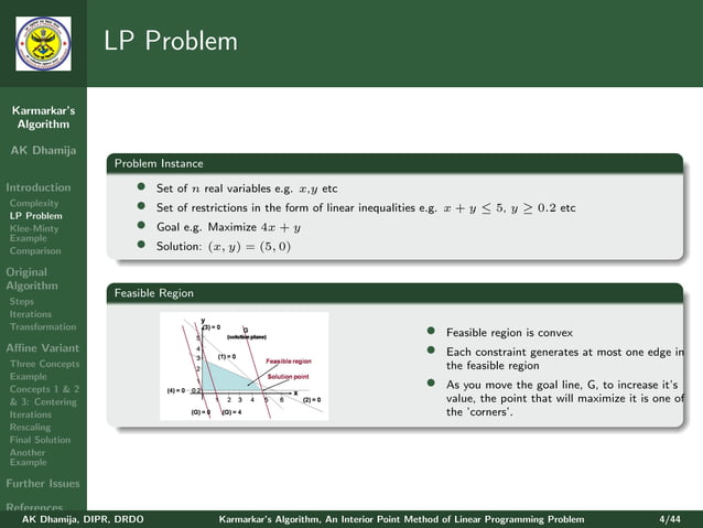 Karmarkar's Algorithm For Linear Programming Problem | PDF