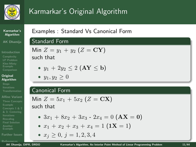 Karmarkar S Algorithm For Linear Programming Problem